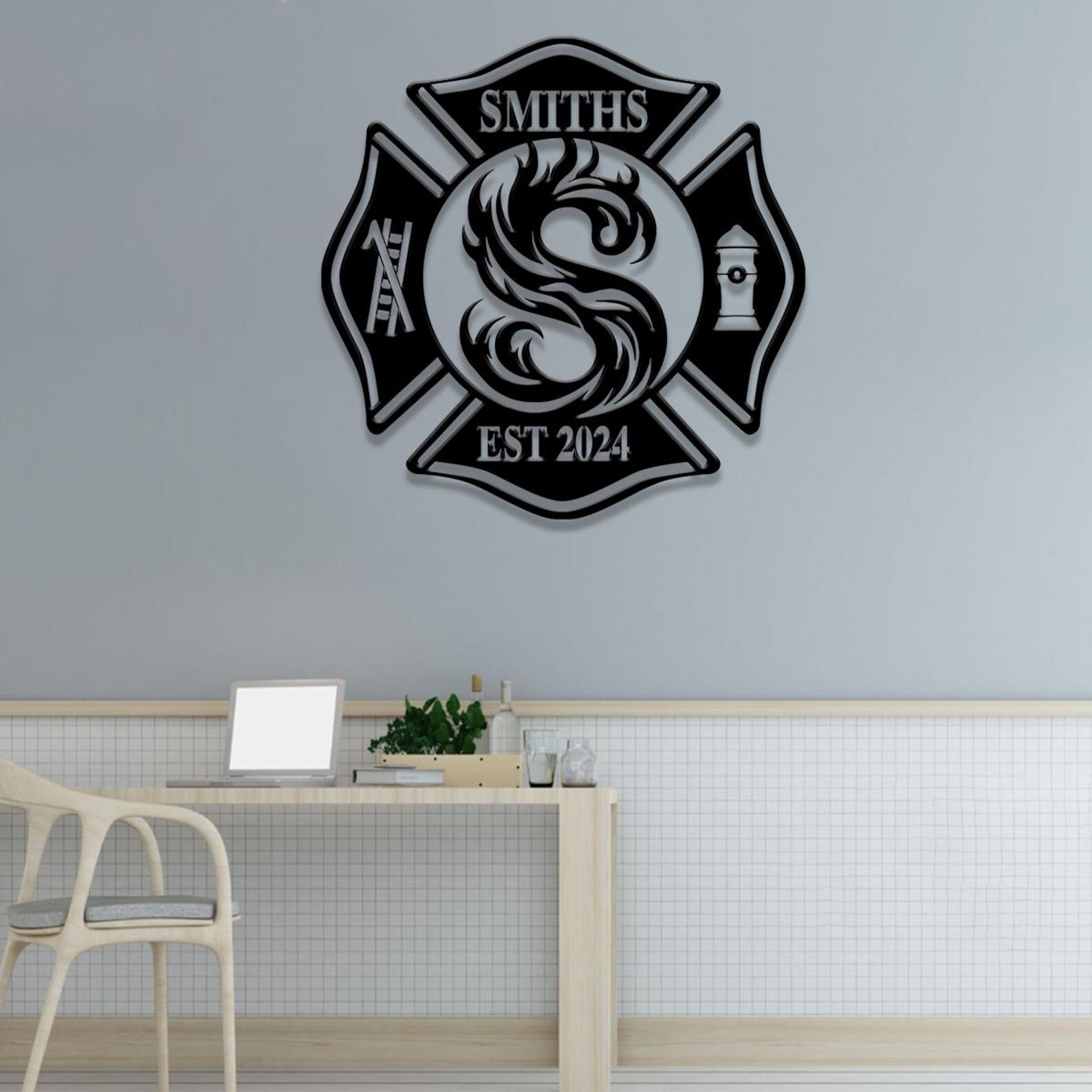 Personalized Fireman Metal Sign, Custom Maltese Cross Sign, Firefighter ...