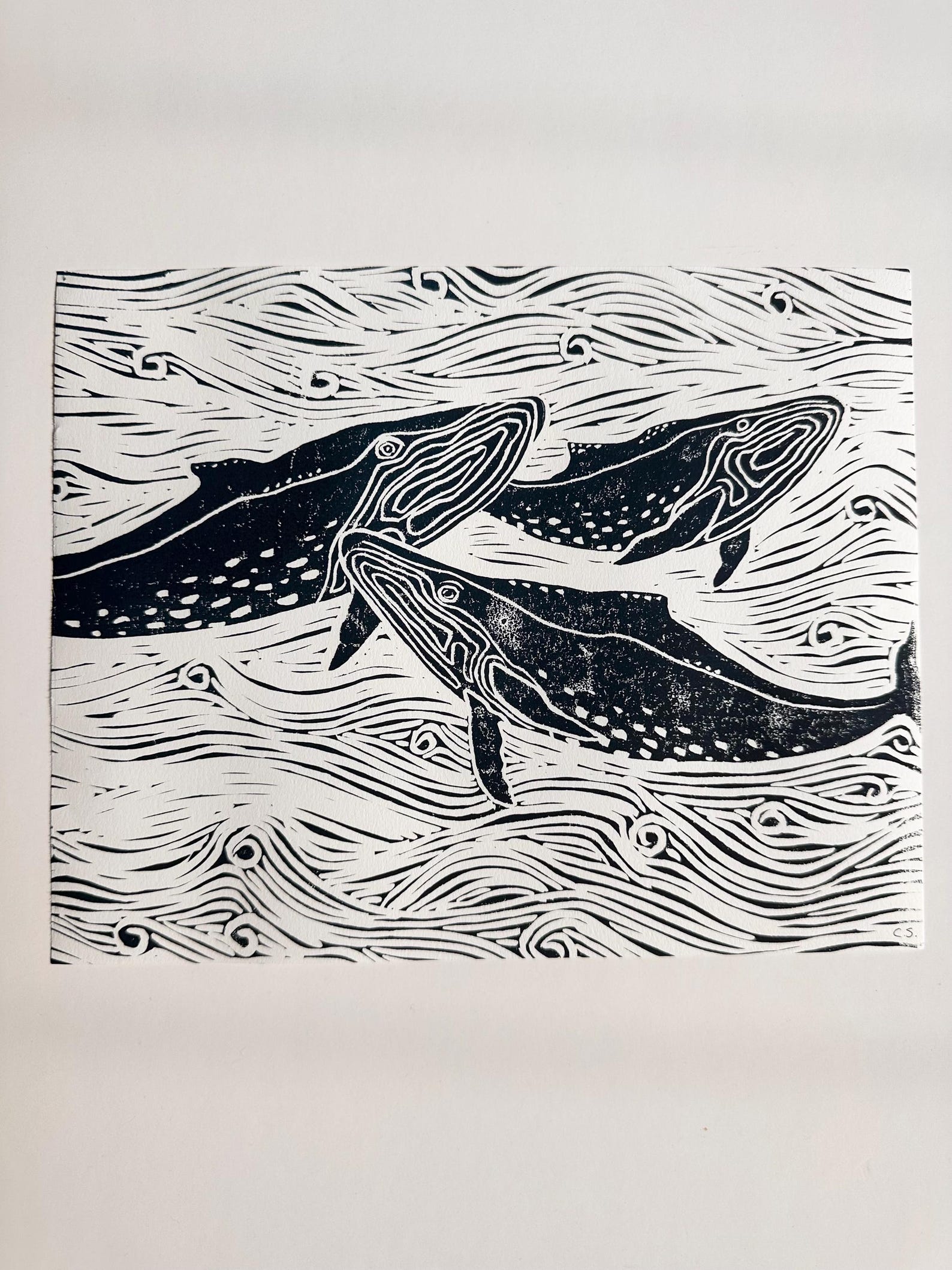 Linoleum Print Humpback Whales - “with My Pod” - Etsy