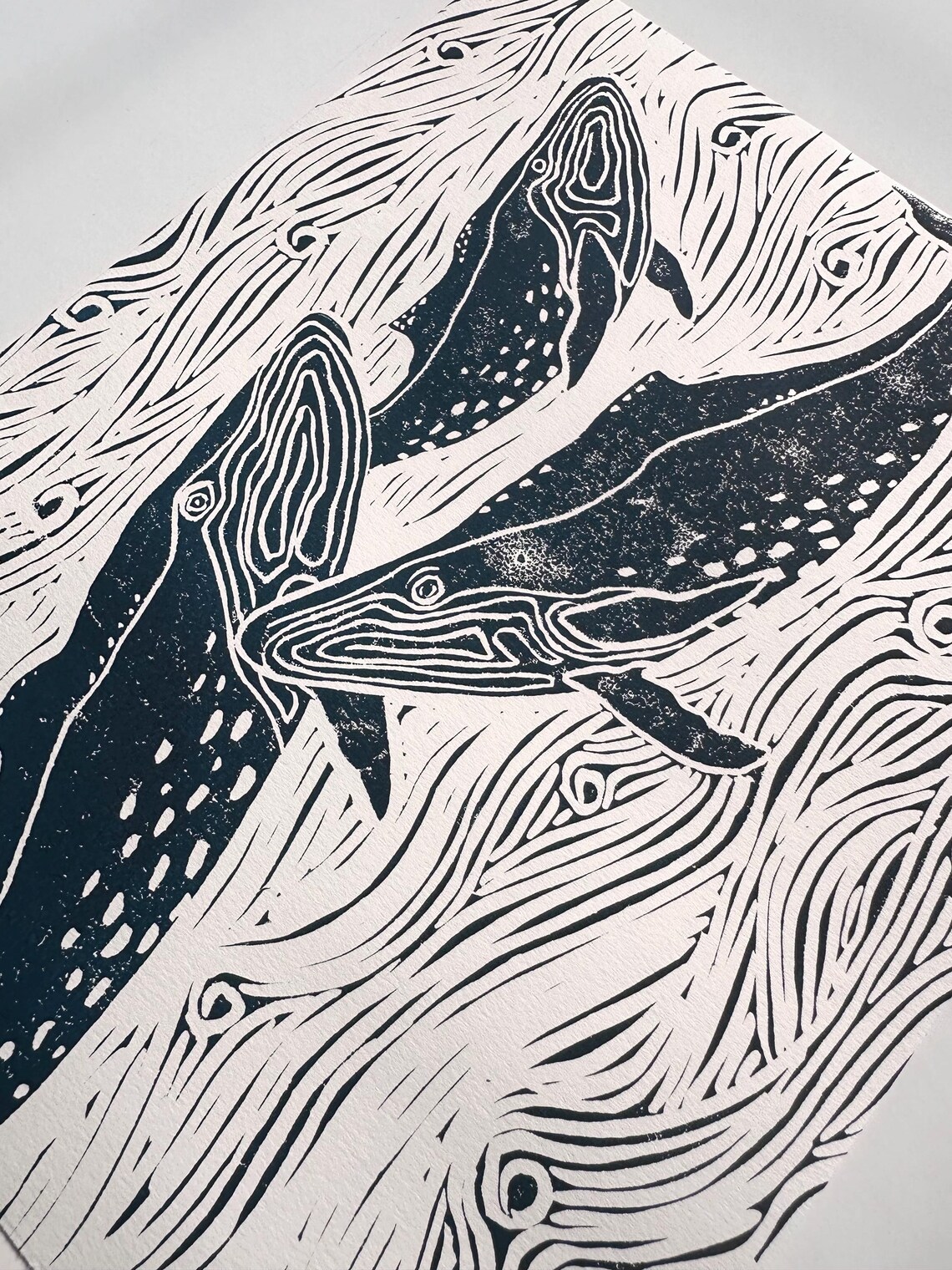 Linoleum Print Humpback Whales - “with My Pod” - Etsy