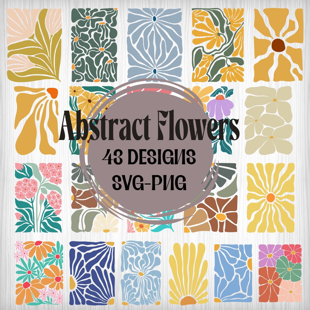 Boho Flower SVG Bundle: Groovy Floral & Danish Design (digital Download ...