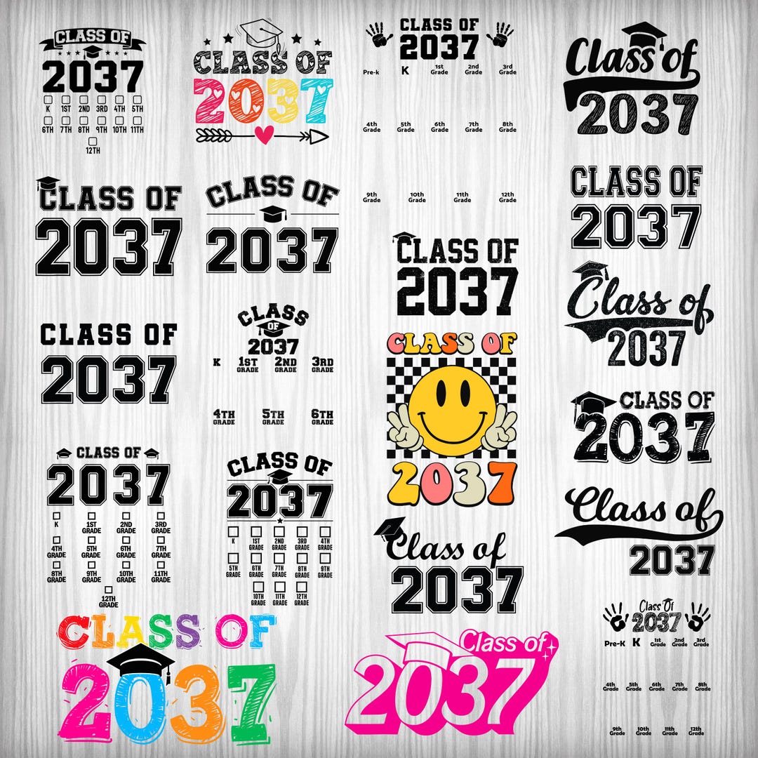 Class of 2037 SVG PNG Bundle: Back to School, Grow With Me (digital ...