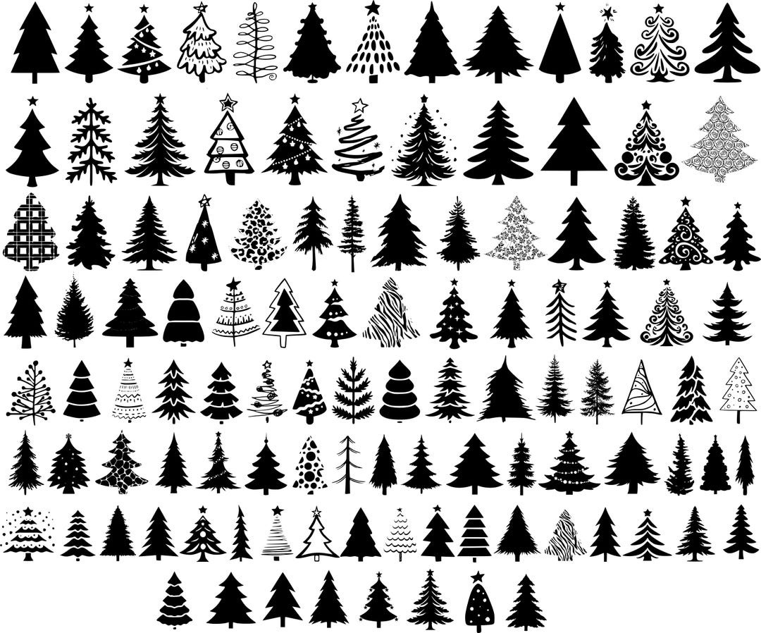 110 Christmas Tree SVG Bundle: Ornaments & Pine Tree Clip Art (digital ...
