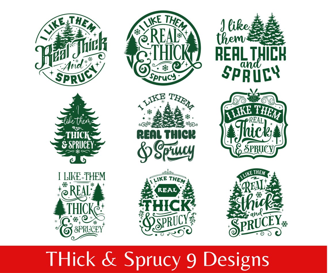 Funny Christmas Tree SVG Bundle: Thick & Sprucy Designs (PNG, SVG) - Etsy