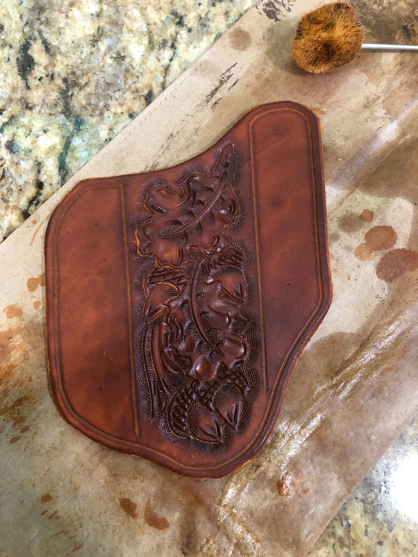 Custom Handmade Tooled Leather Trapper Sheath (black/tan Oak) - Etsy