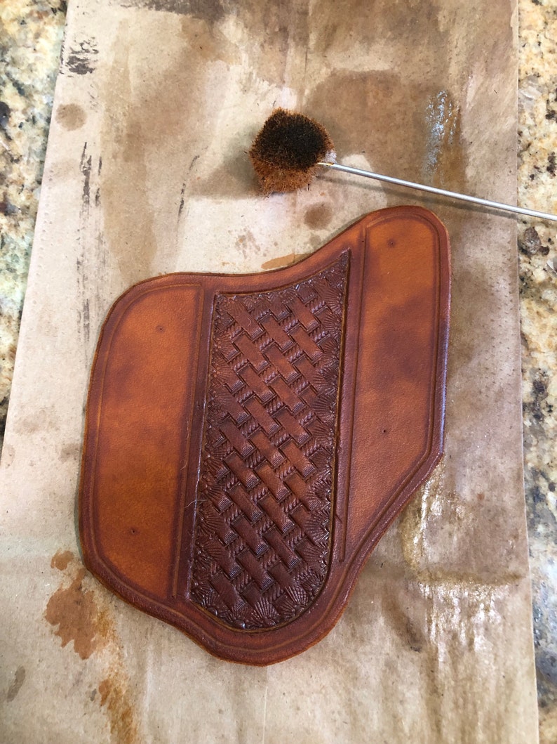 Handmade Tooled Leather Trapper Sheath (saddle Tan, Basket Stamp) - Etsy