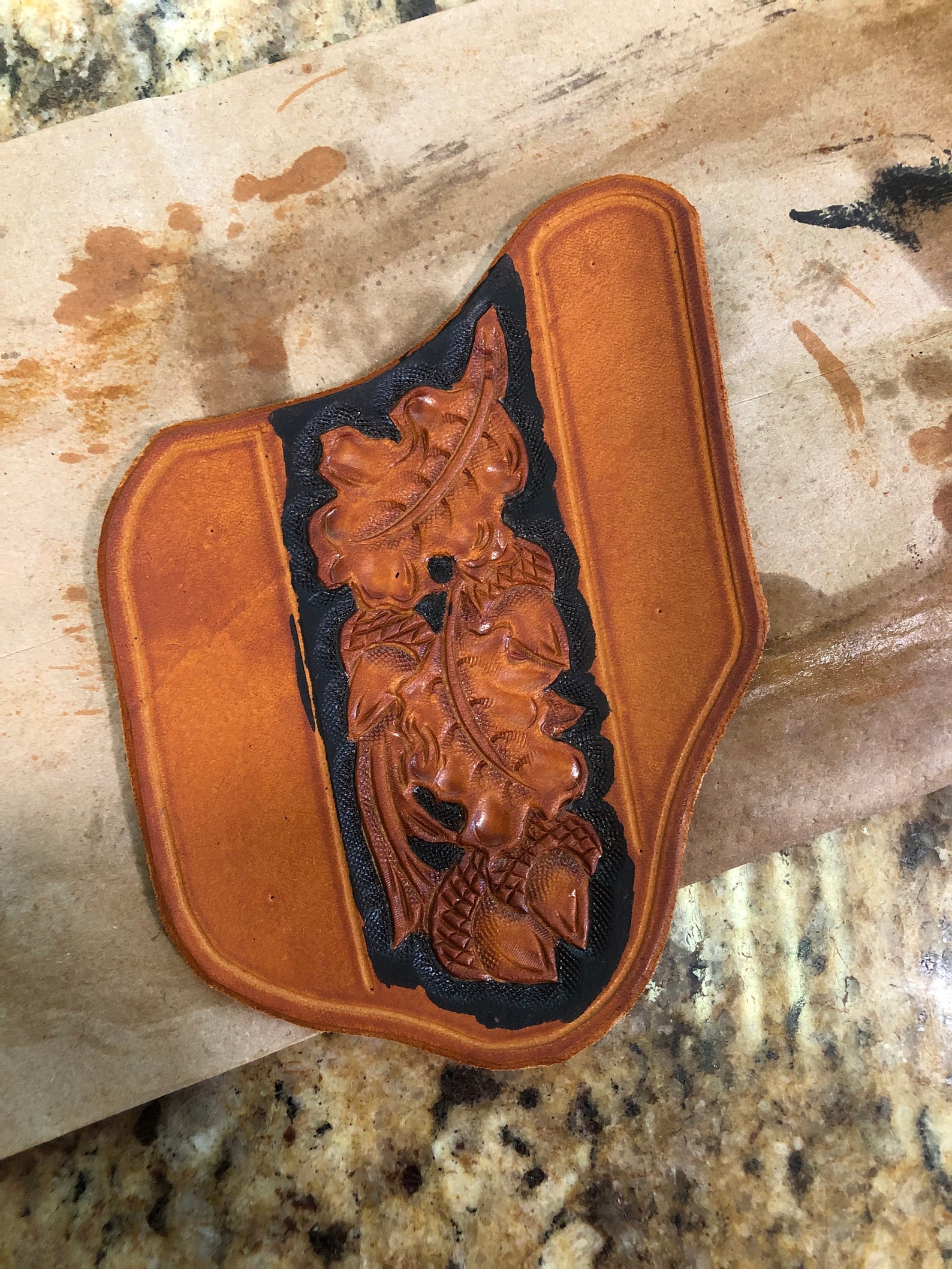 Custom Handmade Tooled Leather Trapper Sheath (black/tan Oak) - Etsy