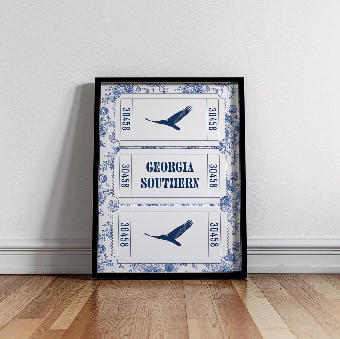 Blue and White Floral GSU Ticket Print L Georgia Southern University L ...