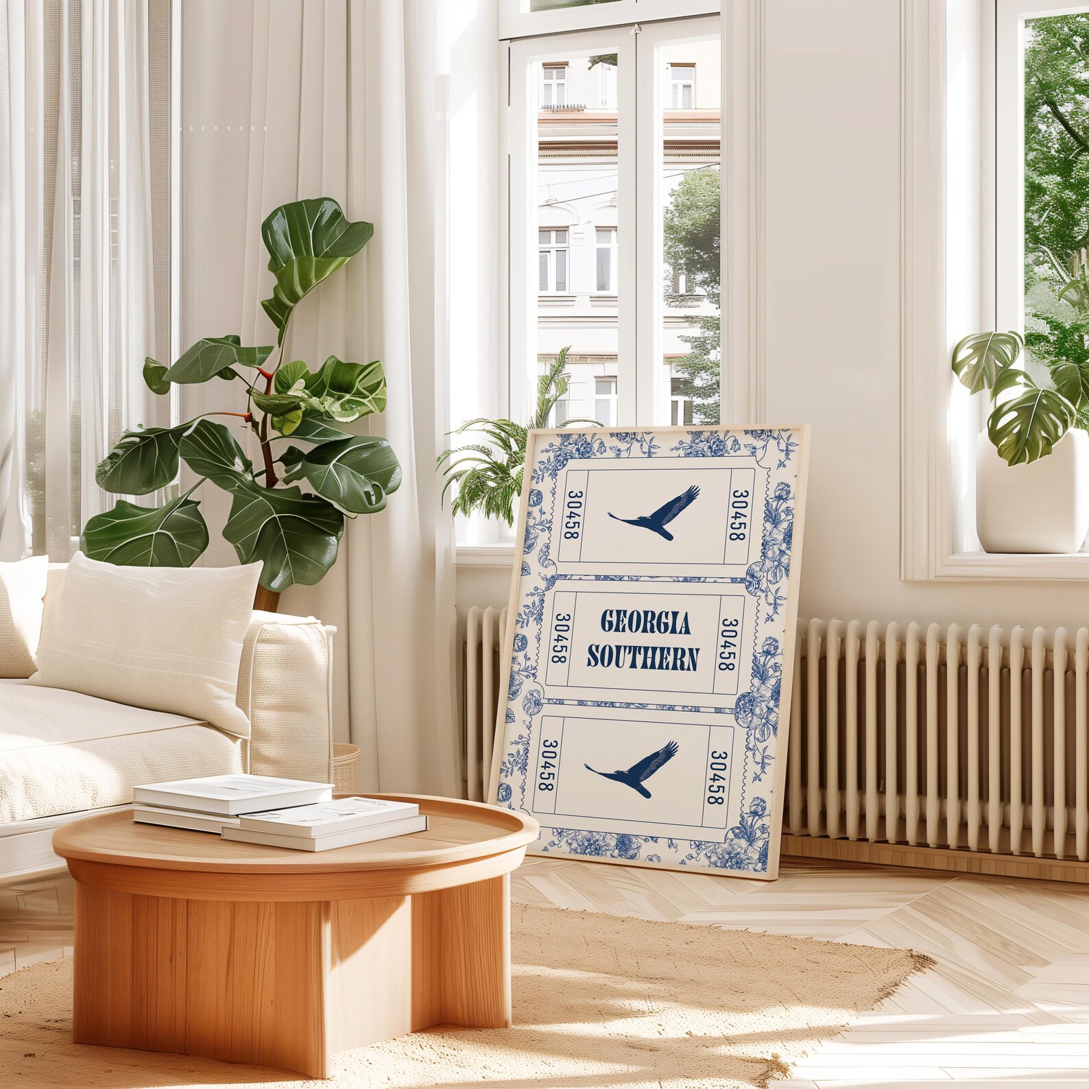 Blue and White Floral GSU Ticket Print L Georgia Southern University L ...