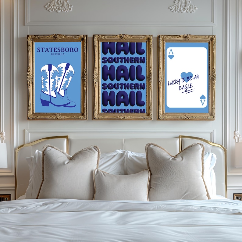 Georgia Southern University Wall Decor- Set of 3 Hail Southern Blue ...