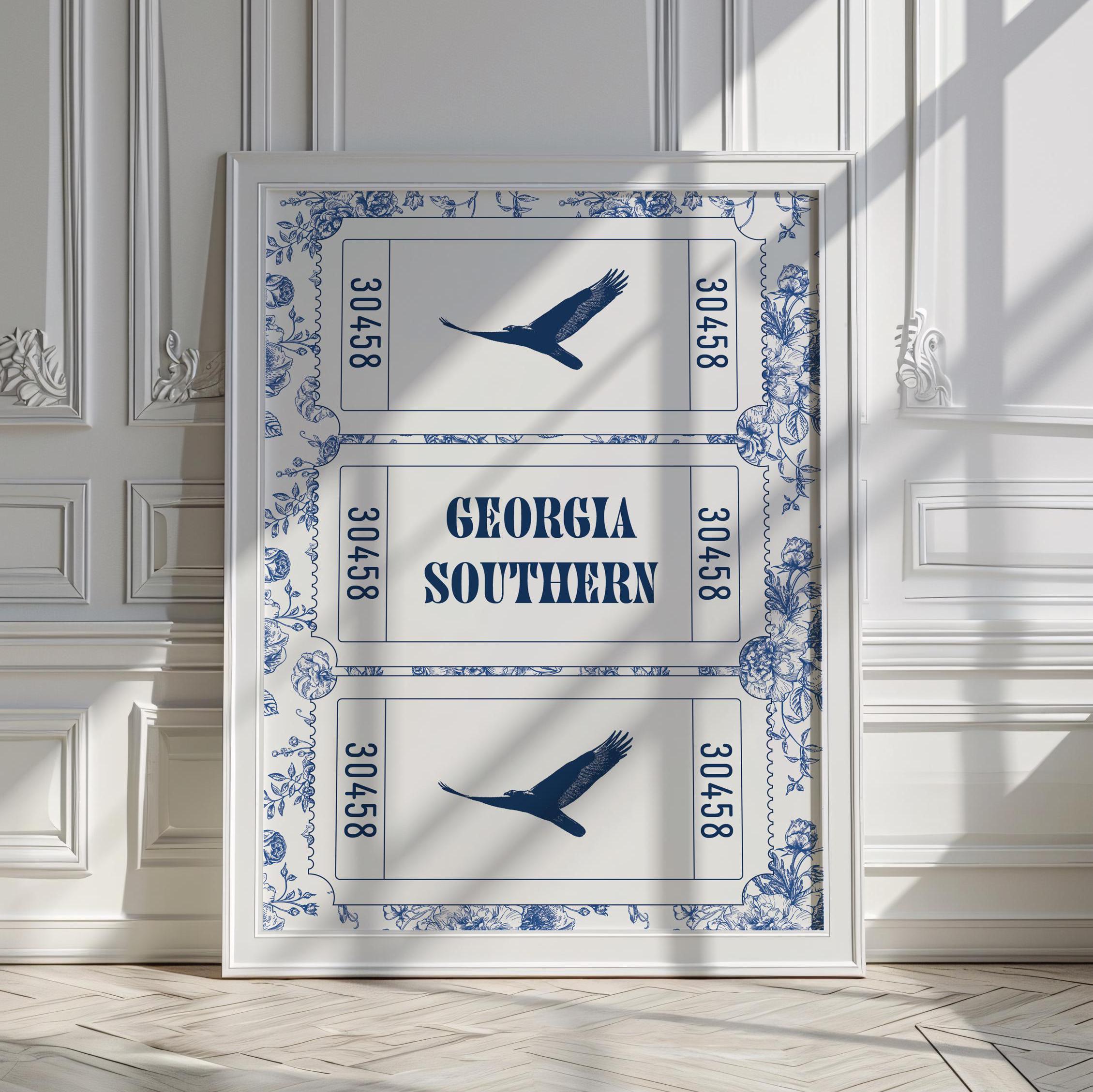 Blue and White Floral GSU Ticket Print L Georgia Southern University L ...