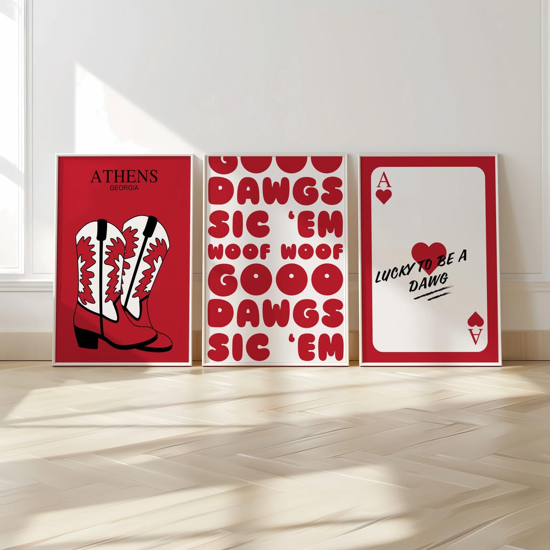 University of Georgia Wall Decor- Set of 3 UGA Sic 'em Dorm Prints - Etsy
