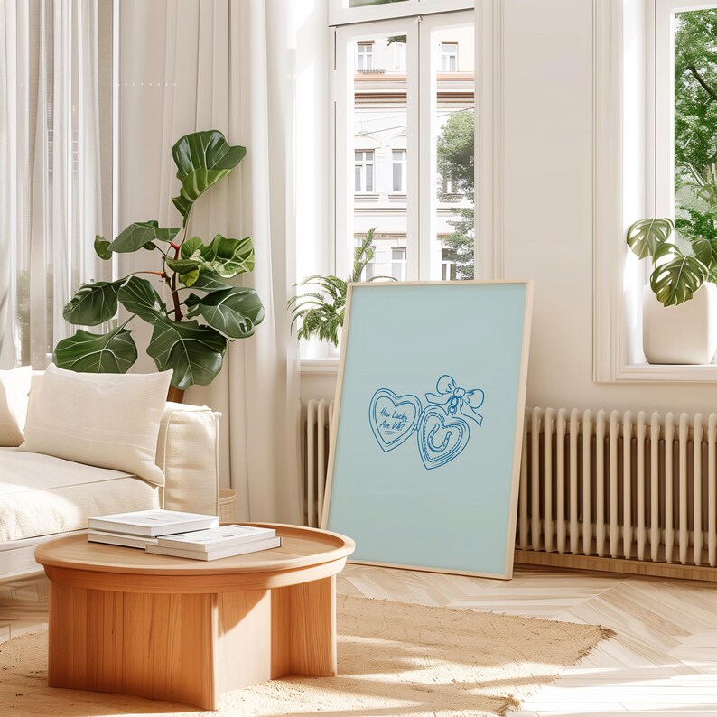 How Lucky Are We? Blue Heart Locket With Horseshoe and Bow Digital ...