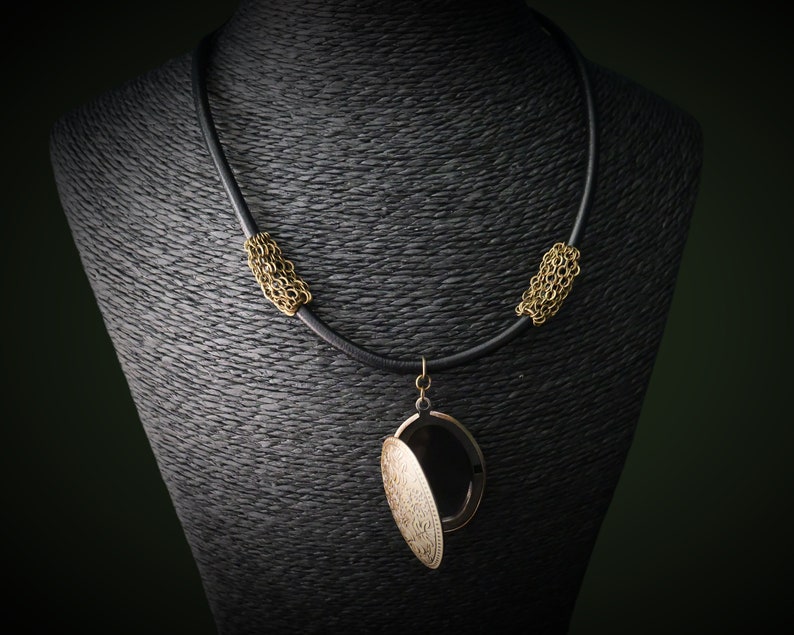 The Angerona - Handcrafted, Original Design, Leather and Chain Necklace ...