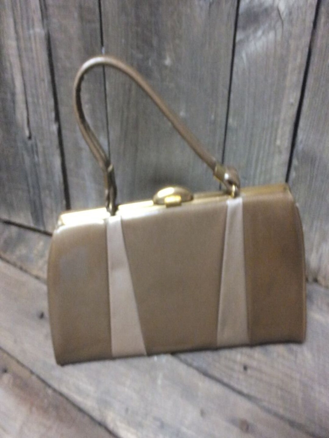 1960s Two Tone Brown Patent Leather Rectangle Purse Petite or Small Top ...