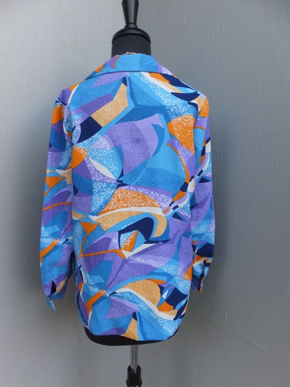 1970s Blouse by Pykettes, Bold Graphic Print Ladies B… - Gem