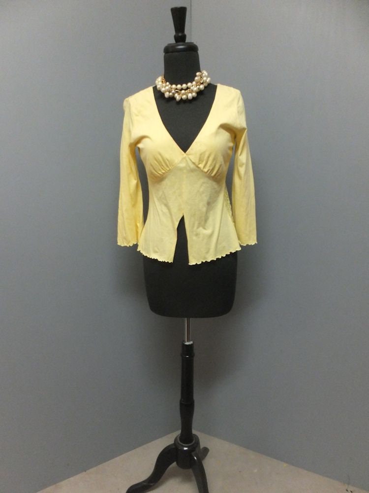 1990s Rampage Clothing Company V Neck Top or Blouse Yellow | Etsy