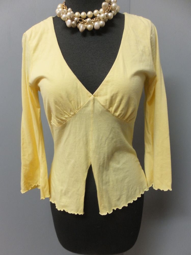 1990s Rampage Clothing Company V Neck Top or Blouse Yellow W/lace Back ...