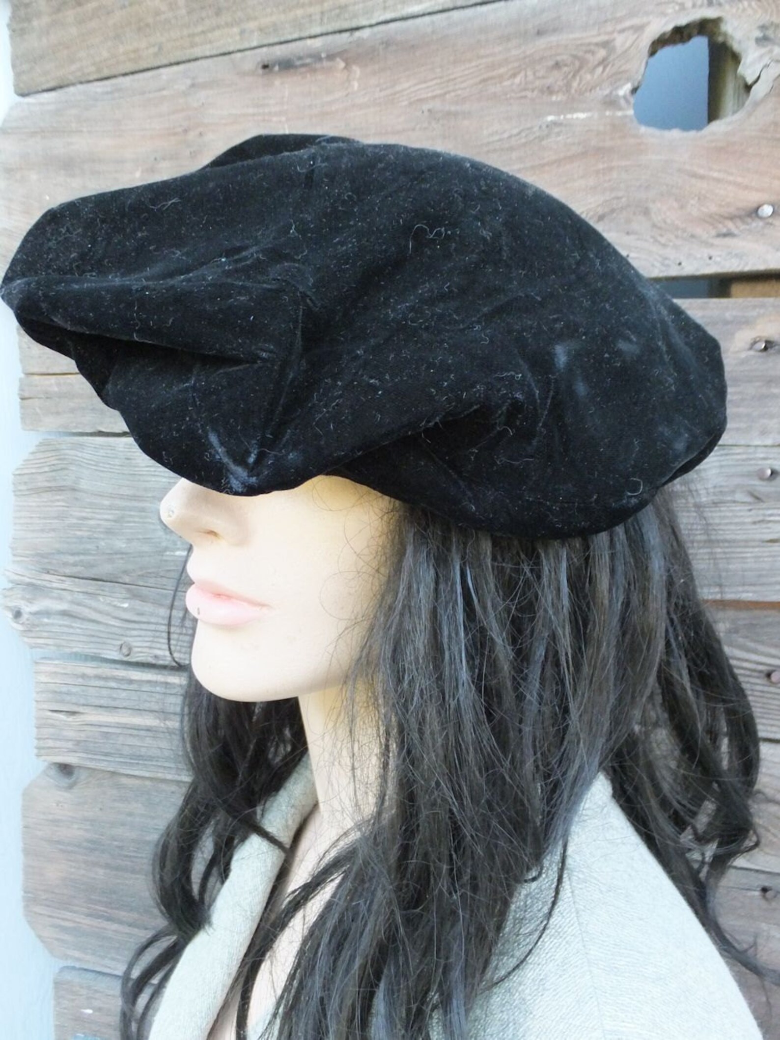 Vintage Beret, Black Velvet Hat, Unisex, Dressy, Formal, Boho, Hipster ...