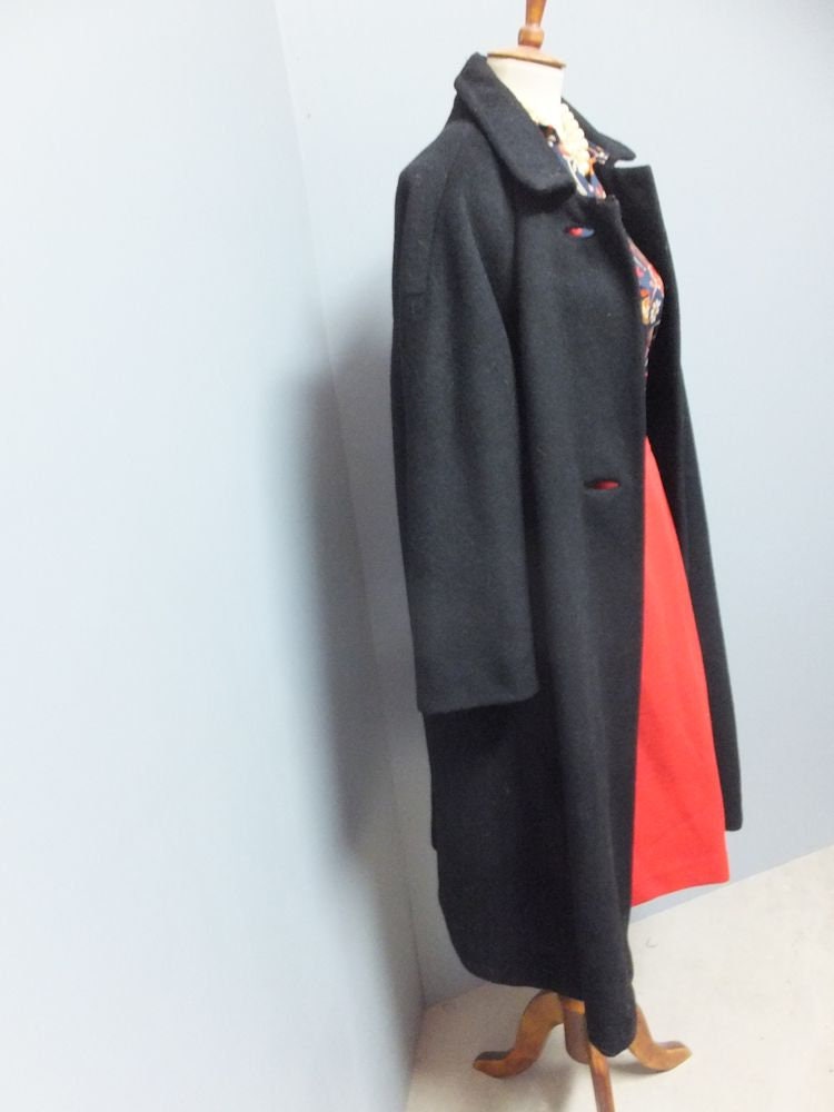 Vintage 1950s/60s Forstmann 100% Virgin Wool Full Length Coat, Black ...