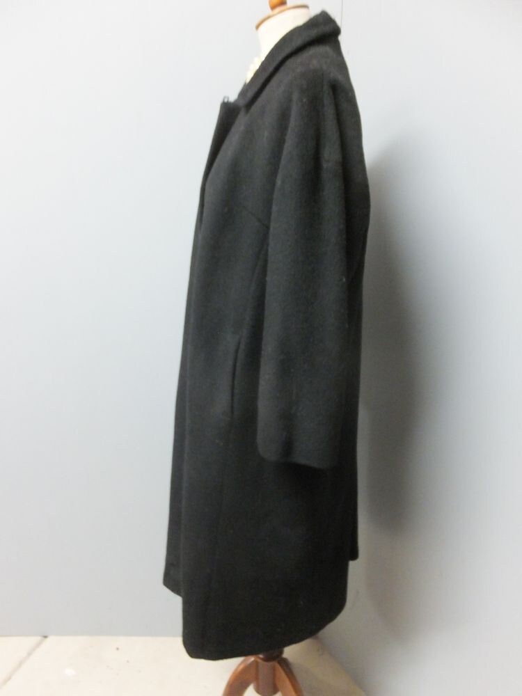 Vintage 1950s/60s Forstmann 100% Virgin Wool Full Length Coat, Black ...