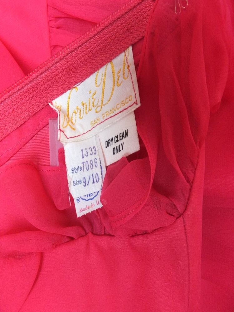 Vintage Lorrie Deb 1970s Gown BRIGHT Pink Chiffon Maxi Dress | Etsy