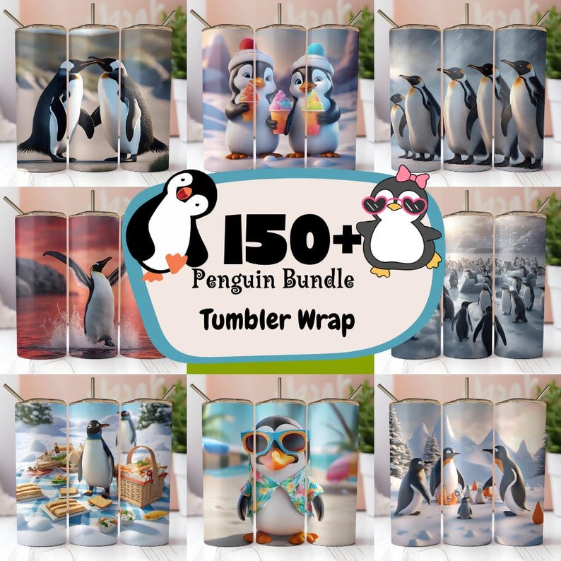 150+ Penguin Tumbler Wrap Bundle 20oz Skinny Straight Baby Penguin ...