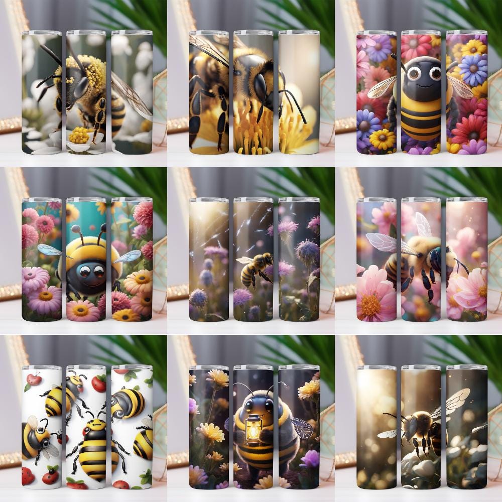 130 Cute Bee Tumbler Wrap 20oz Tumbler Wrap Bundle Let It Bee Tumbler ...
