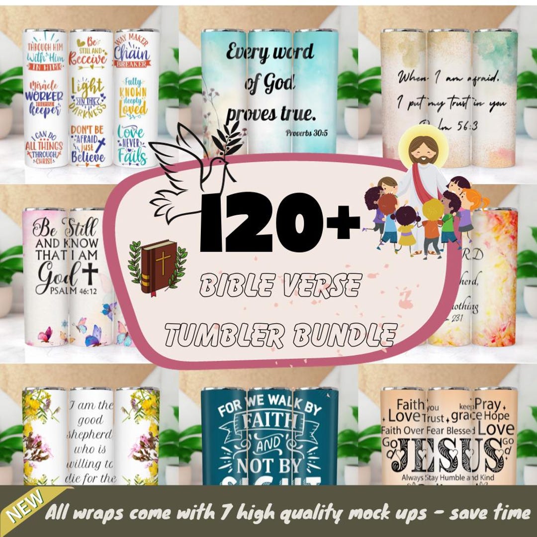 120 + Bible Tumbler Wrap Bundle, Christian Bible Verses Sublimation ...