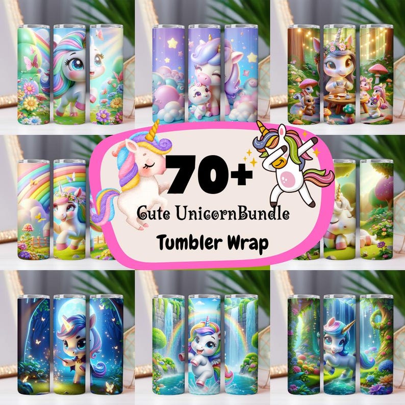 70+ Unicorn Tumbler Wrap Bundle, Unicorn Sublimation Designs, 20 Oz ...
