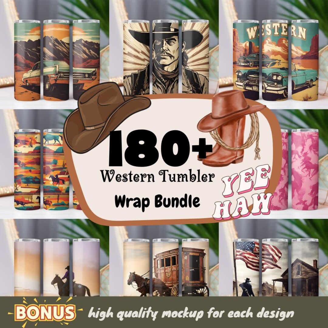 180+ Western Tumbler Wrap Bundle, Western Sublimation Designs, 20 Oz ...