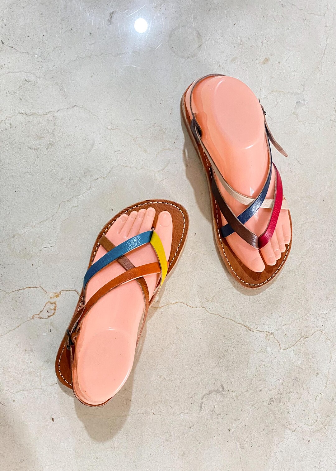 Handmade Moroccan Leather Sandals: Strappy Summer Flats - Etsy