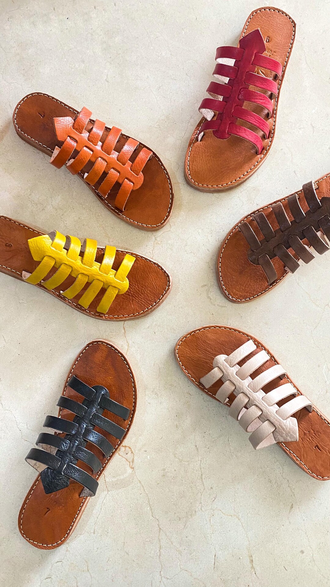 Handmade Moroccan Leather Sandals: Strappy Summer Flats - Etsy