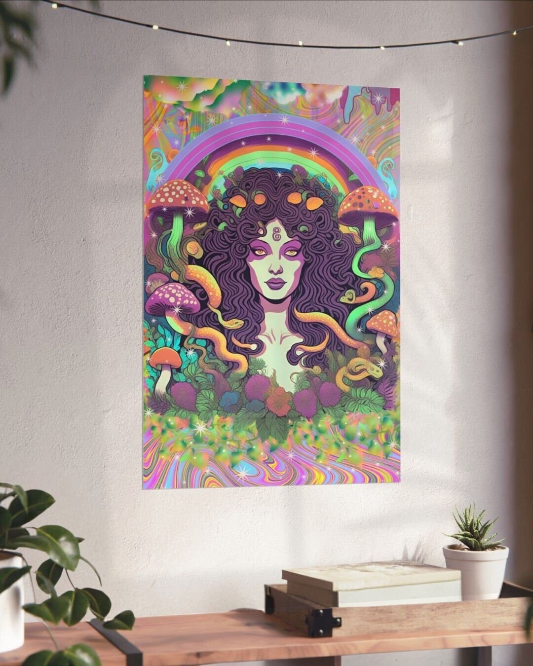 Psychedelic Medusa Poster Matte Vertical Wall Art, Home Decor, Hippie ...