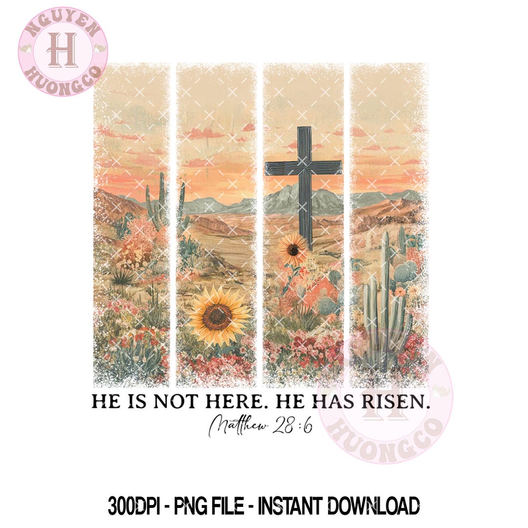 Boho Floral Christian He is Risen Png - Etsy