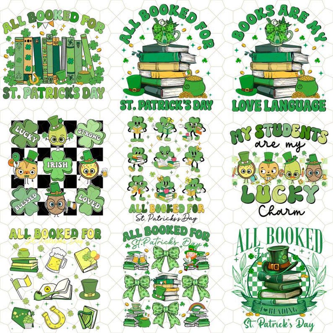 9+ All Booked for St Patricks Day Bundle Png, Shamrock Reading Png ...