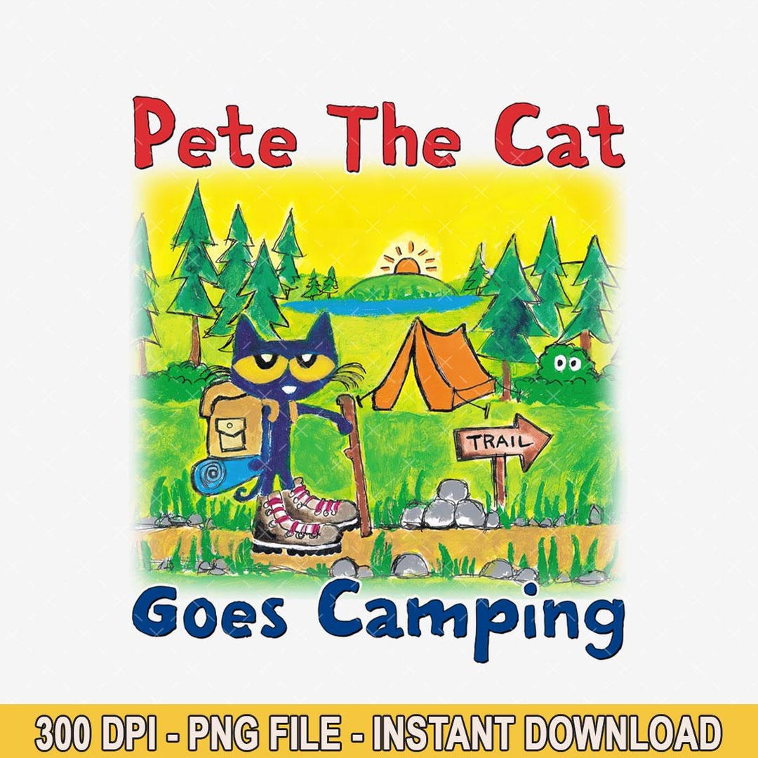 Pete the Cat Goes Camping Summer Png - Etsy