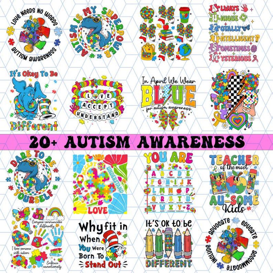 20+ Retro Groovy Autism Bundle, Autism Awareness Png, Special Education ...