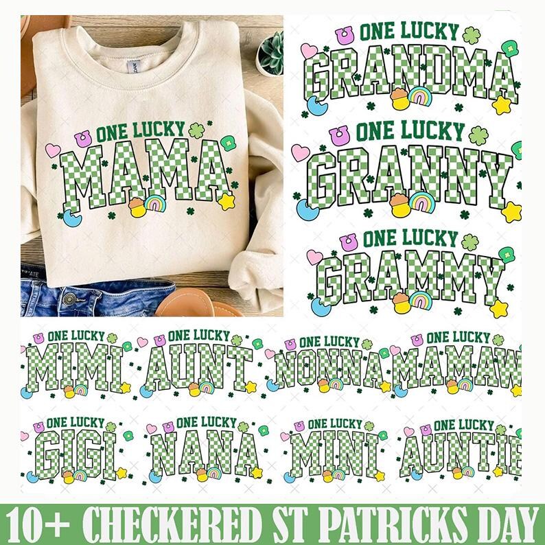 10+ Checkered St Patrick's Day Mama Bundle Png, St Patrick's Day Mama ...