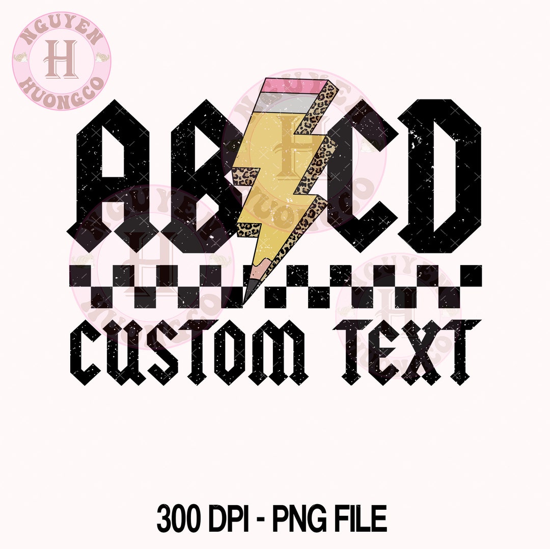 Custom ABCD Teachers Pencil Lightning Bolt Back to School PNG Designs ...