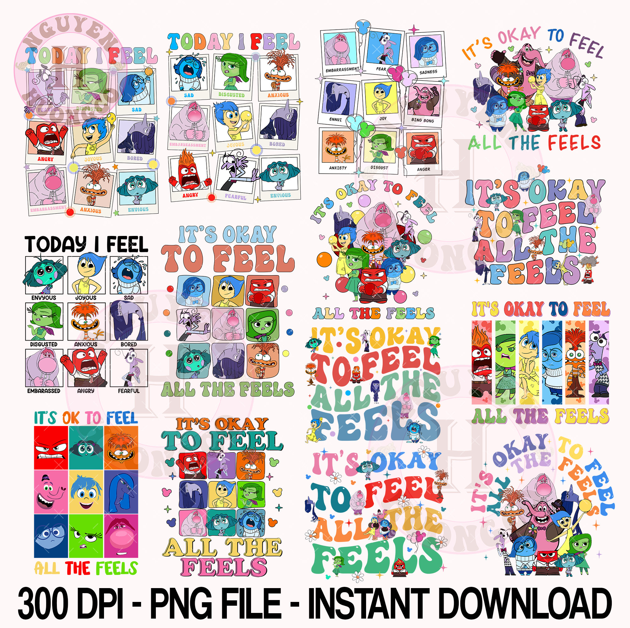 Bundle Inside Out It's Okay to Feel All the Feels Png, Emotions Mental ...