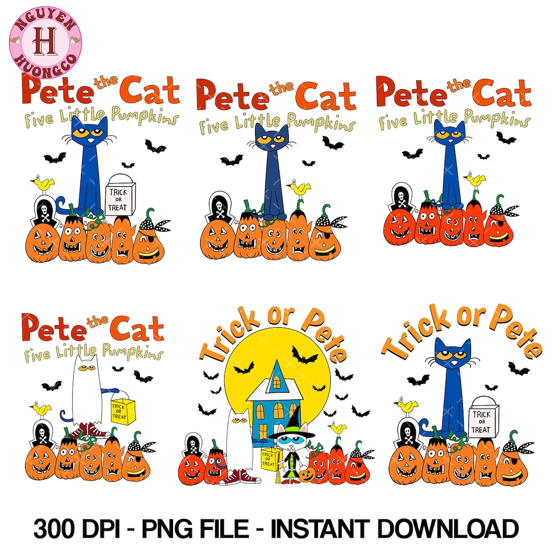 Pete the Cat Five Little Pumpkin Shirt Design, Pete the Cat Halloween ...