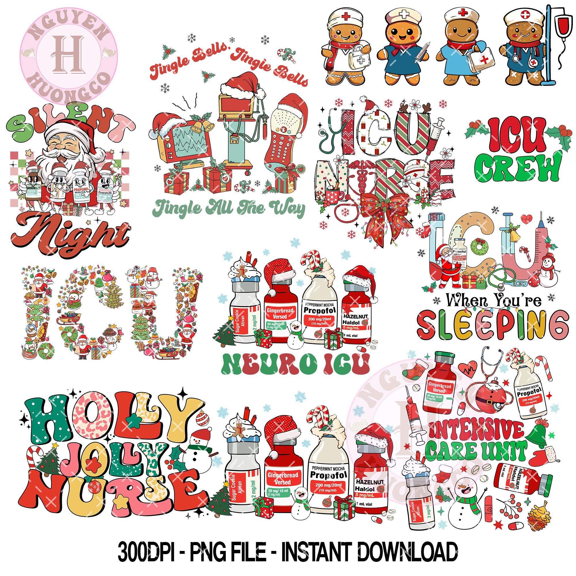 Christmas Nurse Png Bundle, ICU Nurse Png, Nurse Christmas Png, ICU ...