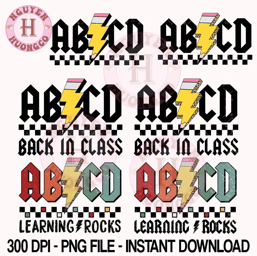 ABCD Teachers Pencil Lightning Bolt Back to School Kids PNG Designs ...
