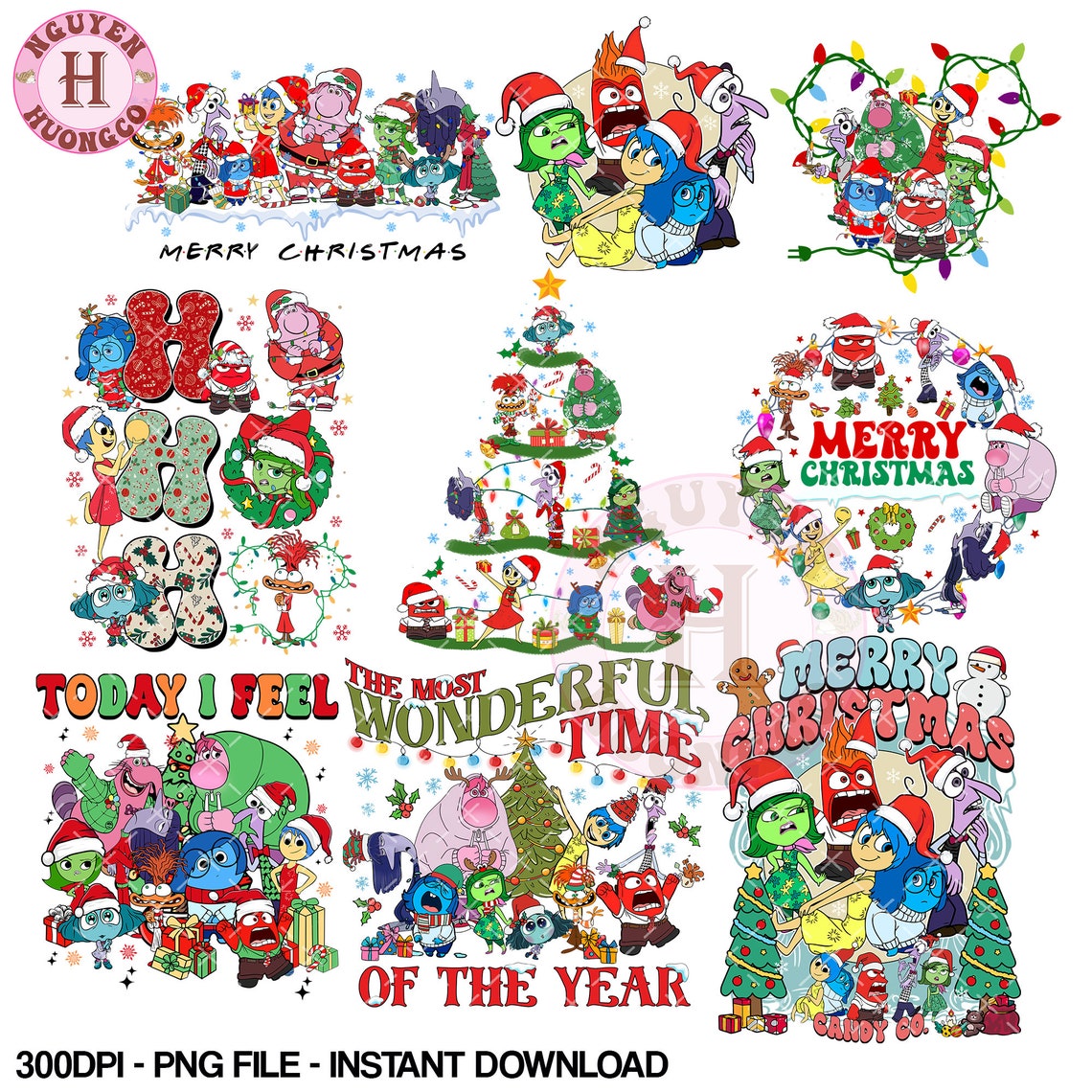 9+ Christmas Inside Out Png Bundle Cartoon Emotions Friends Merry ...