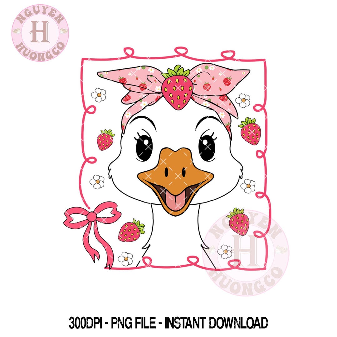 Cute Strawberry Goose Png, Summer Goose, Mama Goose Png, Coquette Goose ...