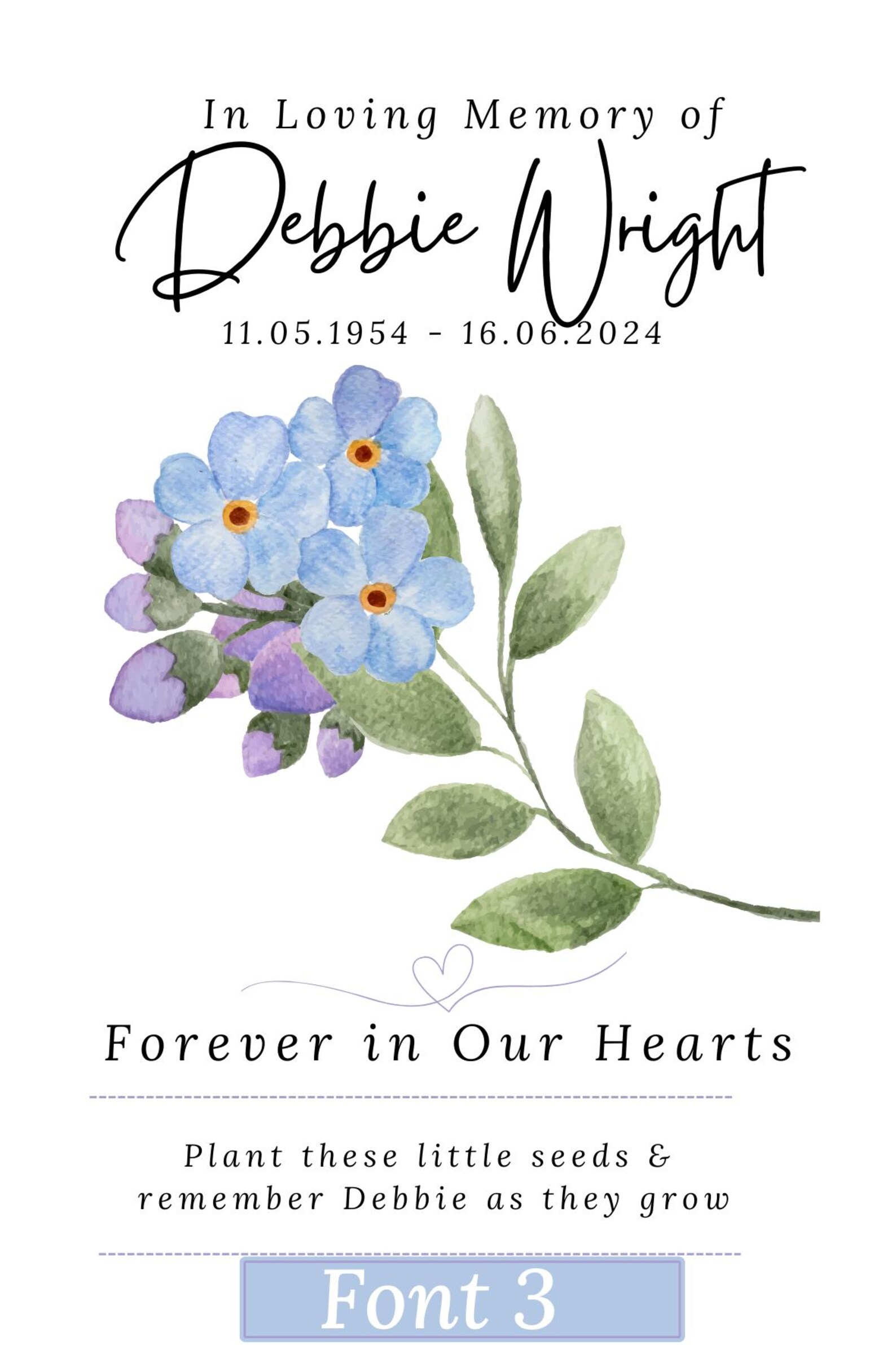 Personalised Funeral and Memorial Envelopes With Forget Me Not Seeds ...