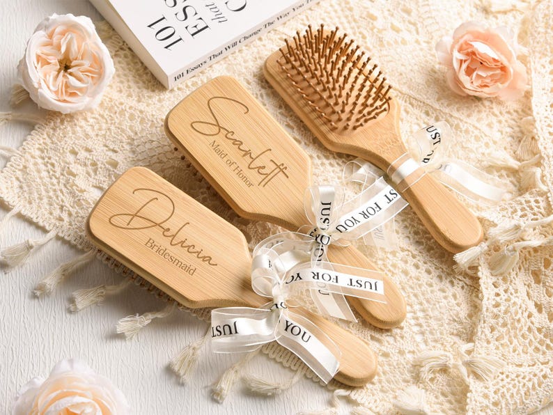 Engraved Bamboo Wood Hair Comb, Wedding Party Gifts - Etsy