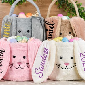 Personalized Plush Easter Bunny Basket: Easter Egg Hunt Bucket - Etsy
