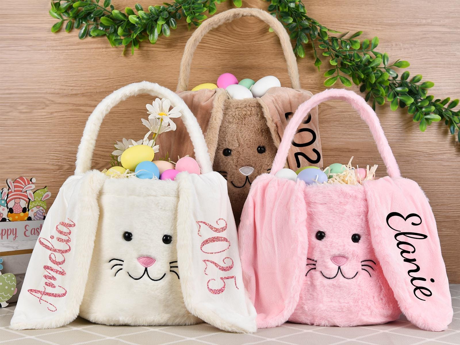 Personalized Plush Easter Bunny Basket: Easter Egg Hunt Bucket - Etsy