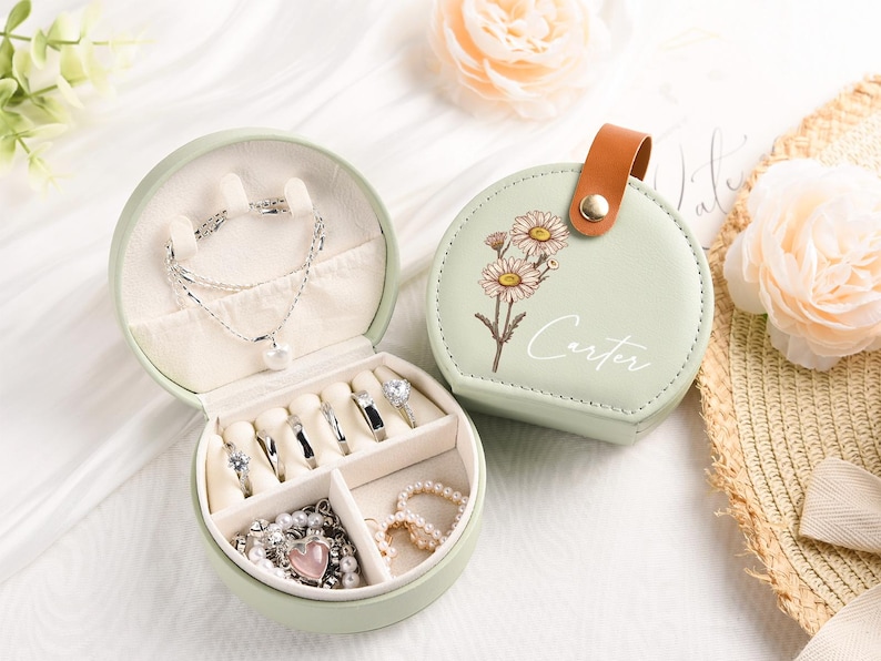 Personalized Travel Jewelry Box, Earrings, Rings, Necklace Storage Box ...